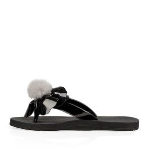 UGG | Shoes | Ugg Poppy Sheepskin Pom Pom Thong Sandal | Poshmark